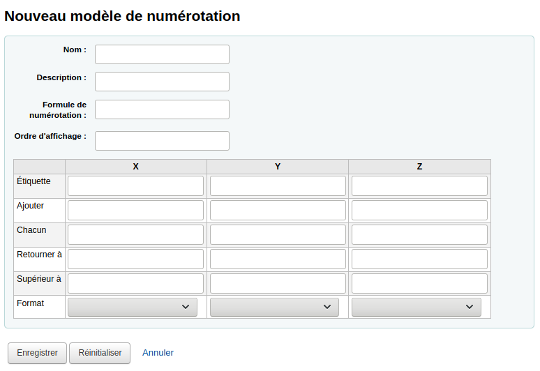 Ajouter un modèle de numérotation | Solutions inLibro inc.
