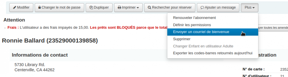 Envoyer manuellement un courriel de bienvenue | Solutions inLibro inc.